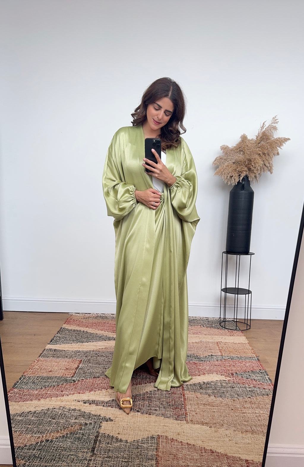 Long kimono and wrap skirt set Lime - Huda | Fash Focused