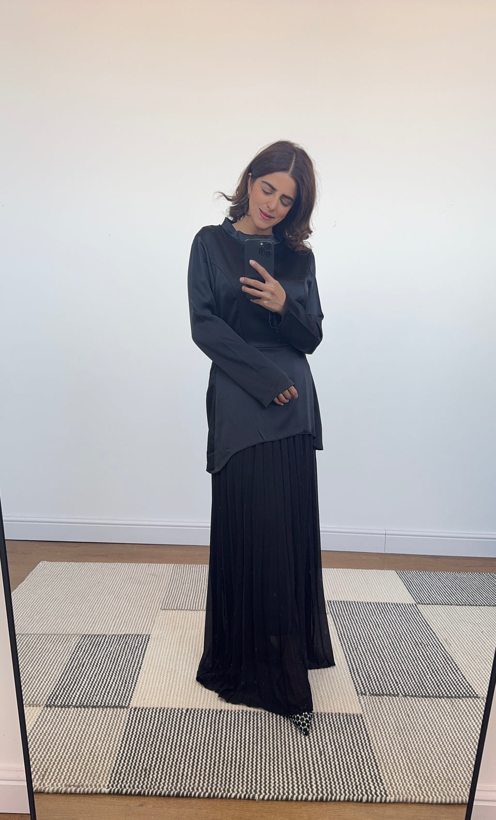 black long peplum pleated dress-ayna | Fash Focused