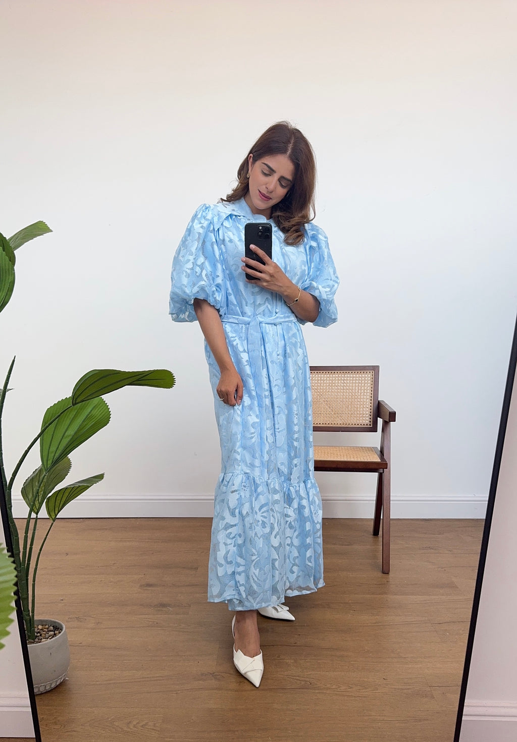 powder blue lace lined dress- aella | Fash Focused