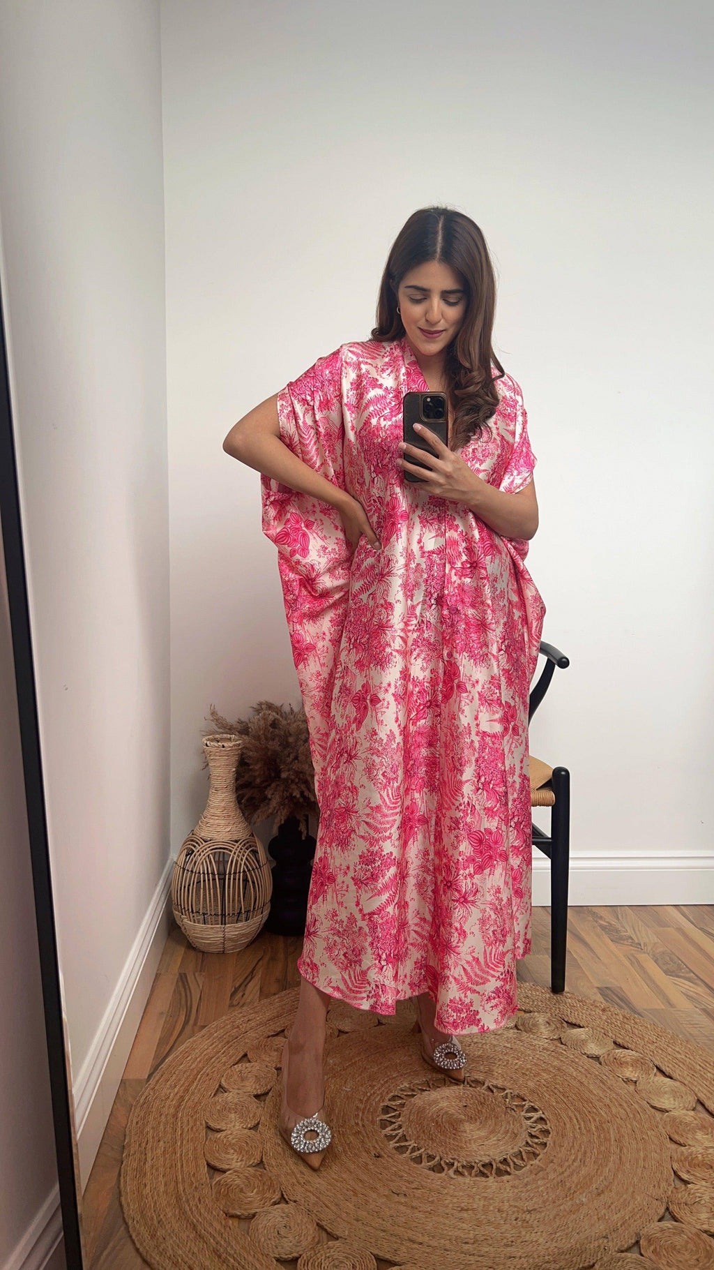 Diya dress printed pink (upto plus) | Fash Focused
